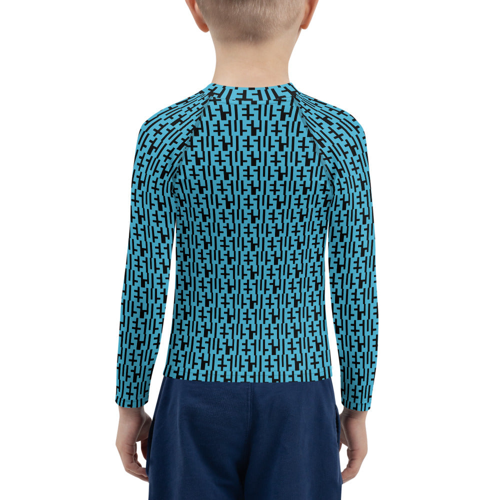 Kids JESUS Rash Guard - Blue & Black INFINITY 1.0 – Get JESU5 Gear